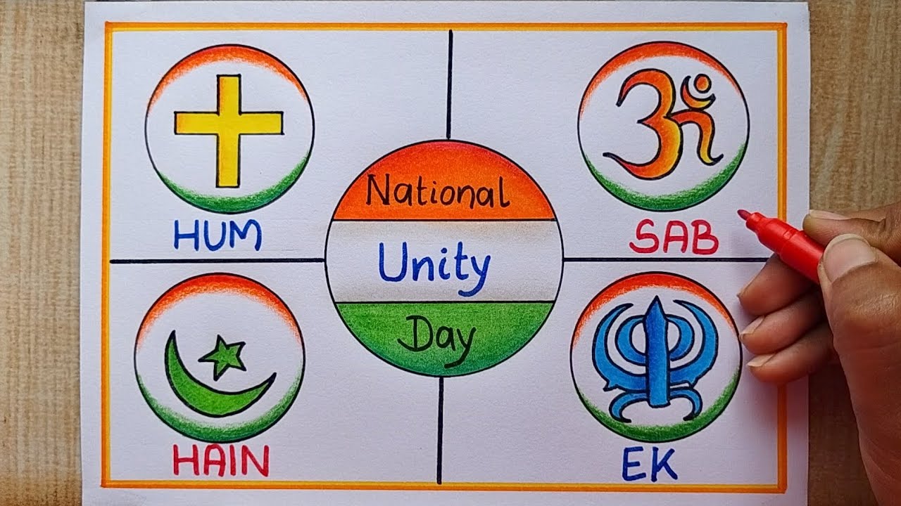 National Unity Day drawing| National Unity Day Poster drawing| Ekta Diwas drawing| Hun Sab Ek Hain