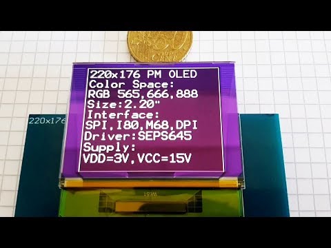 220x176 2.20" Full Color PM OLED | SEPS645 | 8080, 68xx, SPI, DPI Interface