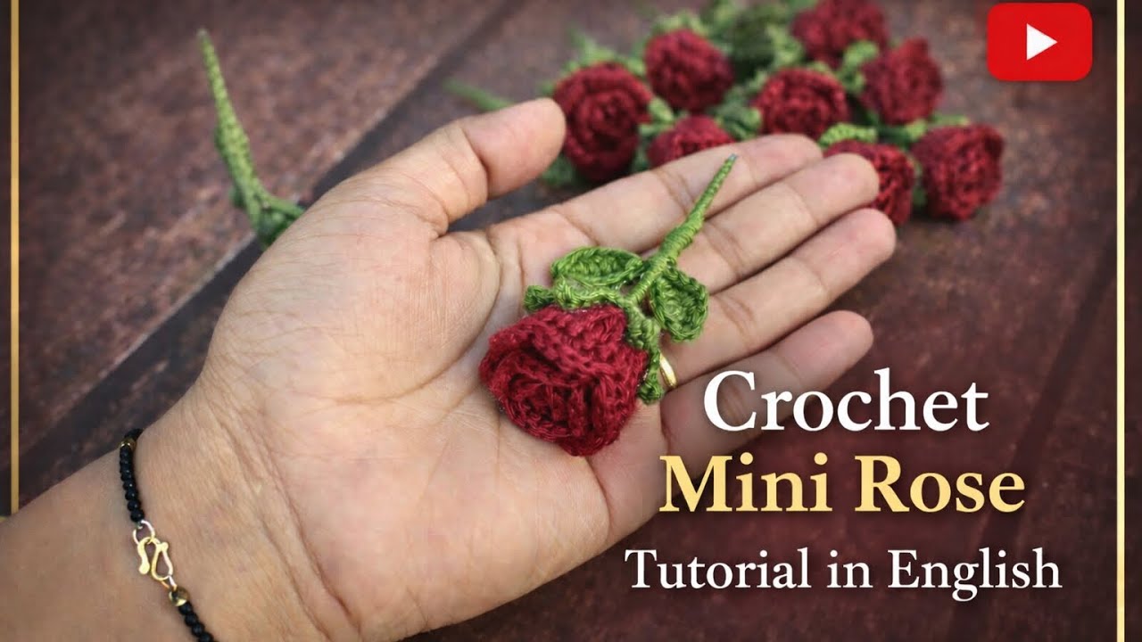 English I Crochet Rose | Mini Rose Tutorial In English Step by Step for beginners | Easy Tutorial | 