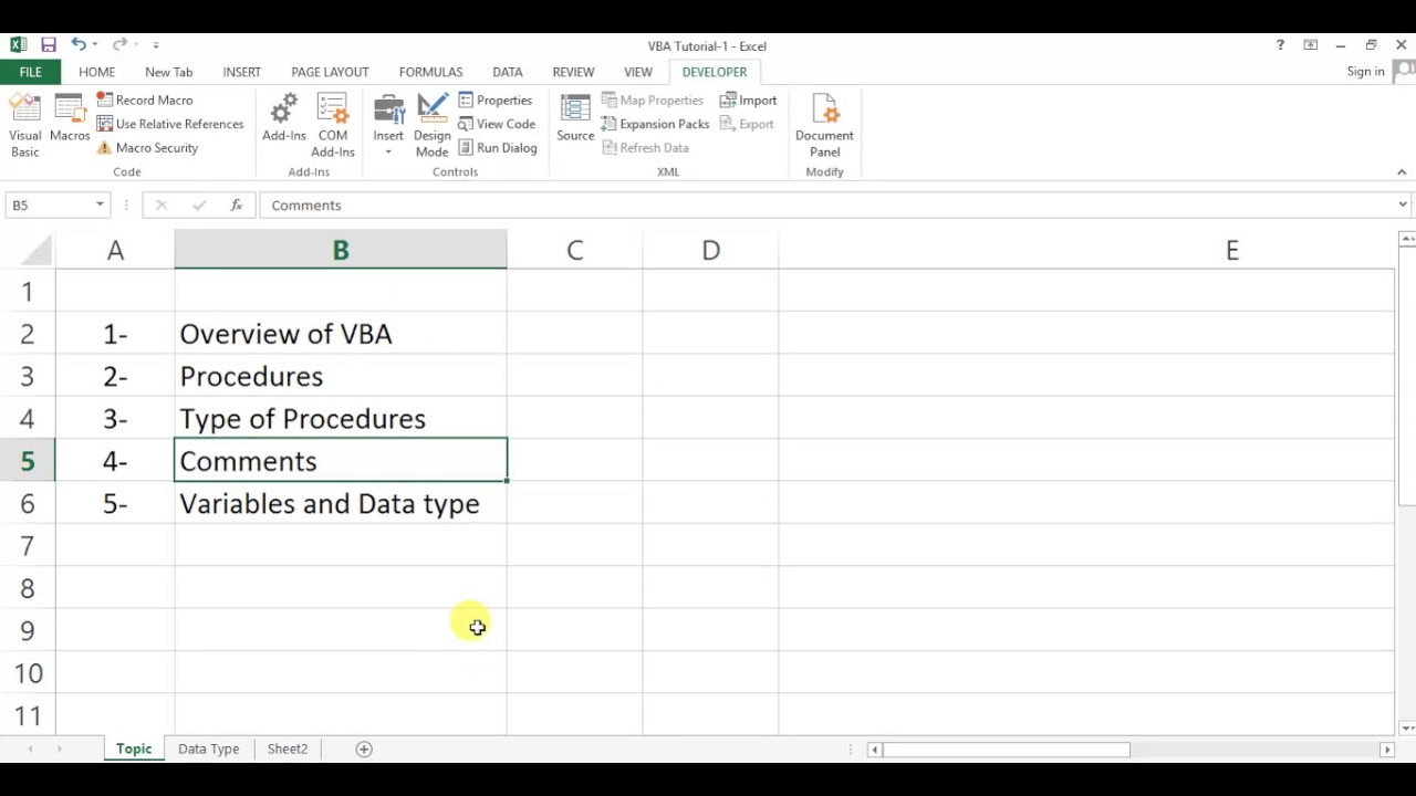 VBA Tutorial-1: Start with VBA