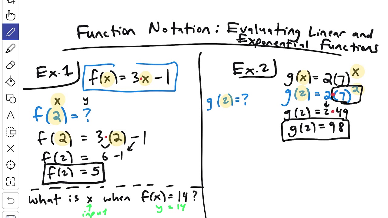 Function Notation: Evaluating Linear and  Exponential Functions