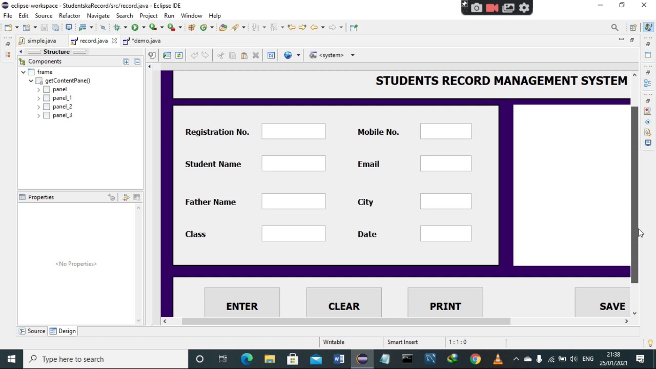 How to design Students Record Management System in Java | JAVA ECLIPSE SWING | Complete Software