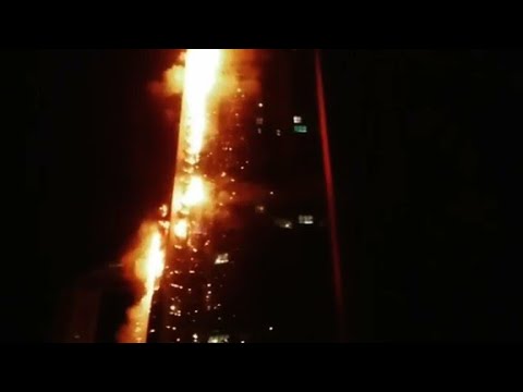 Dubai's Torch Tower skyscraper on fire
