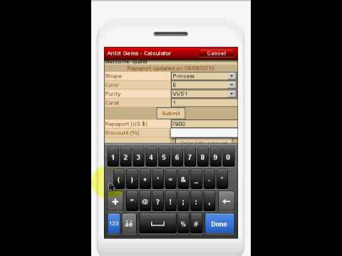 Ankit Gems mobile - how to use polished diamond calculator?