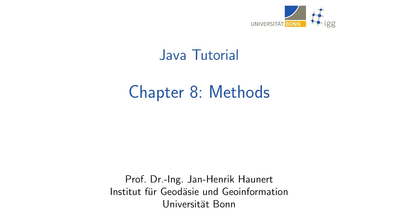 Java Tutorial - Chapter 08: Methods