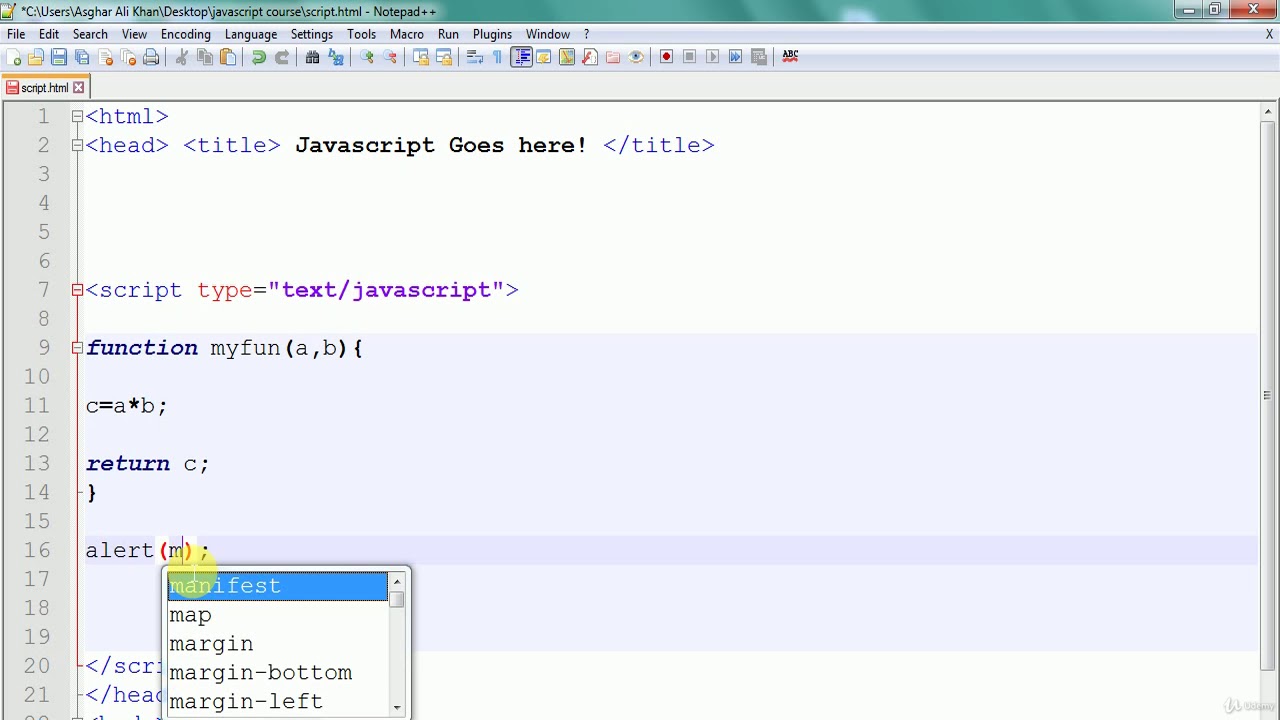 JavaScript for beginners To Web Development (2018) : Function Parameters