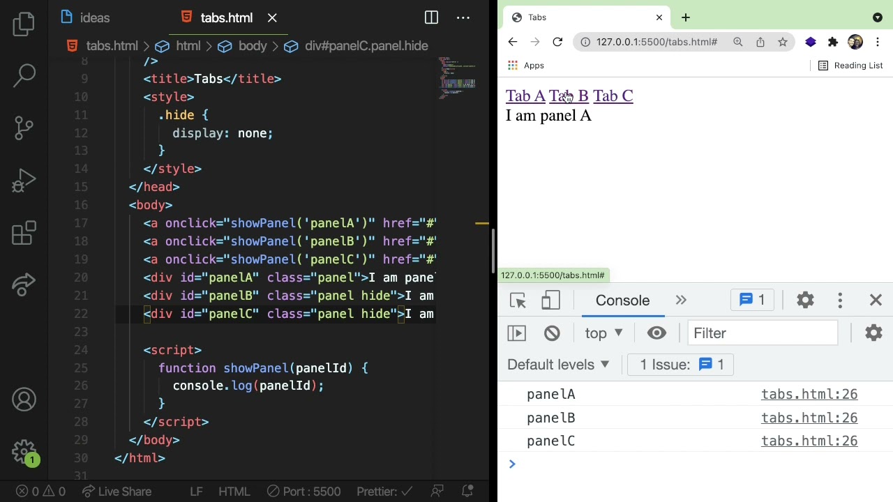 How to Code Tabs and Panels - Beginner Javascript Practice