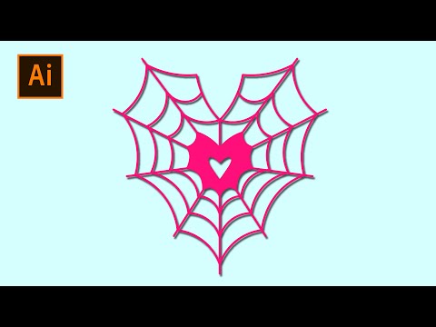 Heart Shape Spider Web Drawing | Spider Web Design in Illustrator | Adobe Illustrator CC
