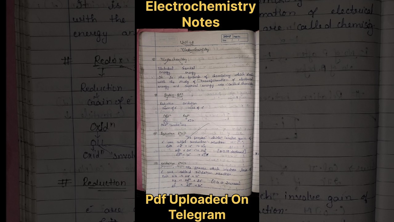 Class 12 Chemistry | Unit 2: Electrochemistry Notes PDF | HBSE/CBSE/NEET