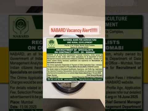 NABARD Vacancy Alert 2025!!!!#iffco #nabard #sarkarinaukri #banking #bankingexams #jobsearch #jobs