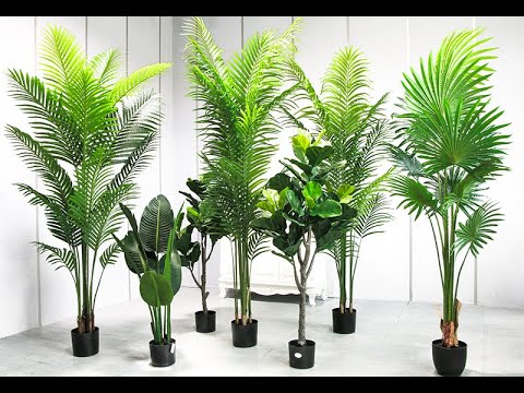 plastic Artificial Plant Palm Artificial Tree bonsai Green Home Decor Leaves Decorative Faxu Plants