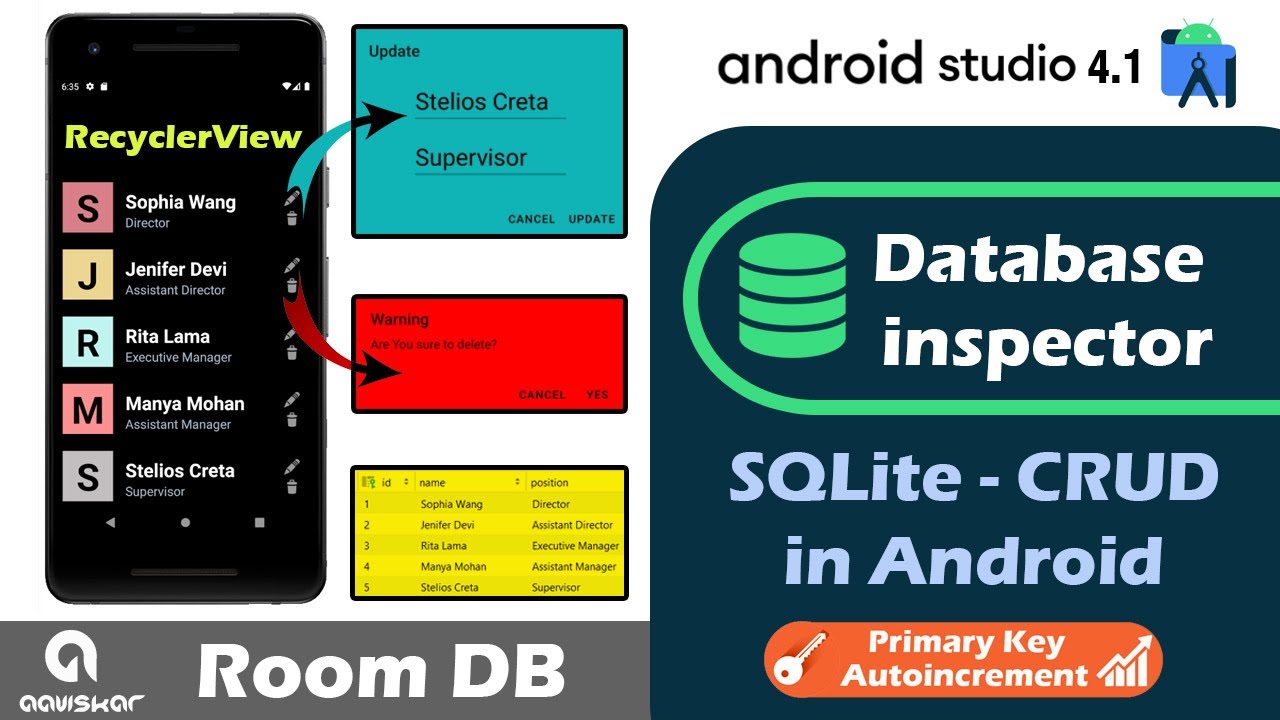 android database inspector | android sqlite crud example | android studio 4.1 tutorial