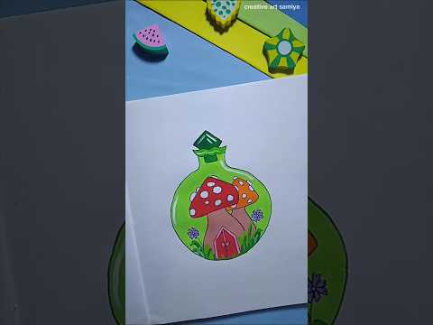 mushroom house in a jar #shorts #art #painting #satisfying