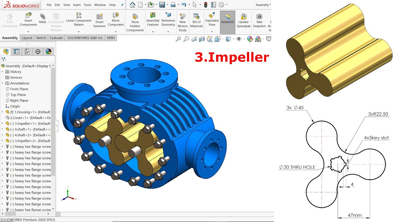 Root type Blower in Solidworks #3 Impeller