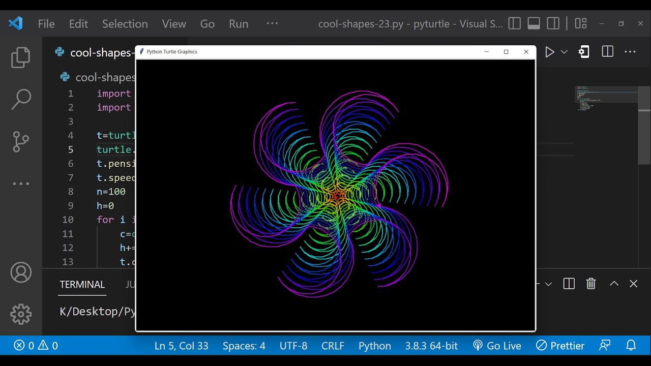 Python Turtle Graphics - 33 | Cool Shape Drawing | Python Turtle Coding Video | Learnonpy |