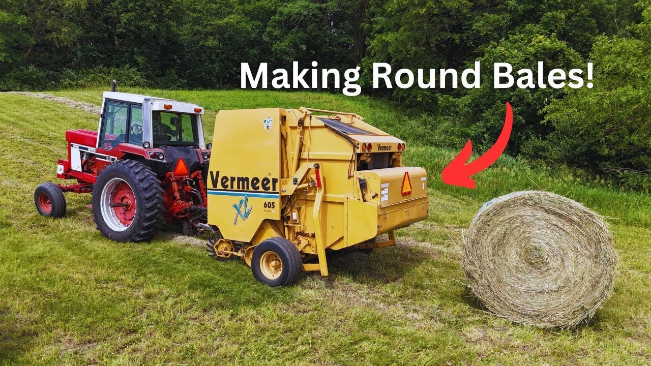 Baling Hay | Making Round Bales! | 1086 International with Vermeer Baler