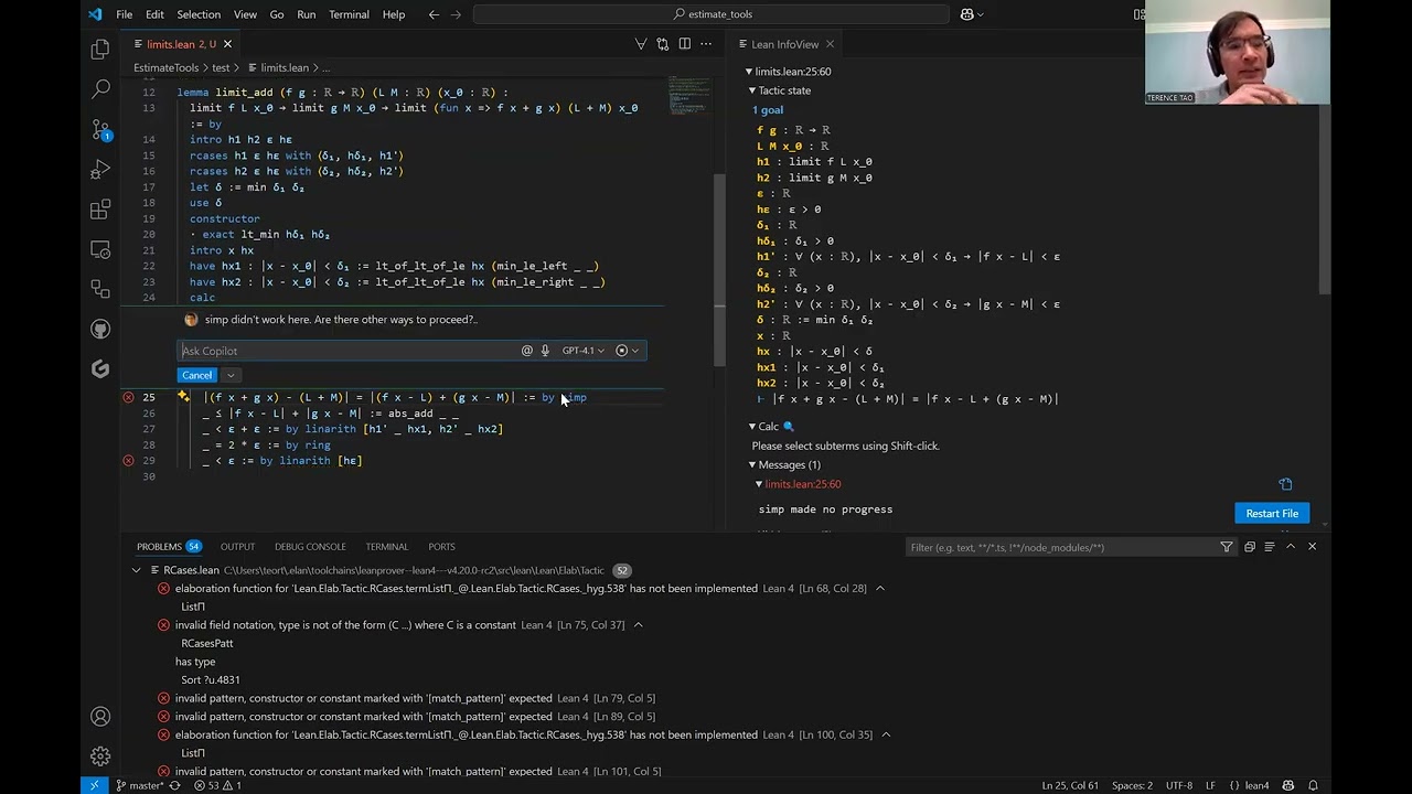 Formalizing a proof in Lean using Github Copilot only