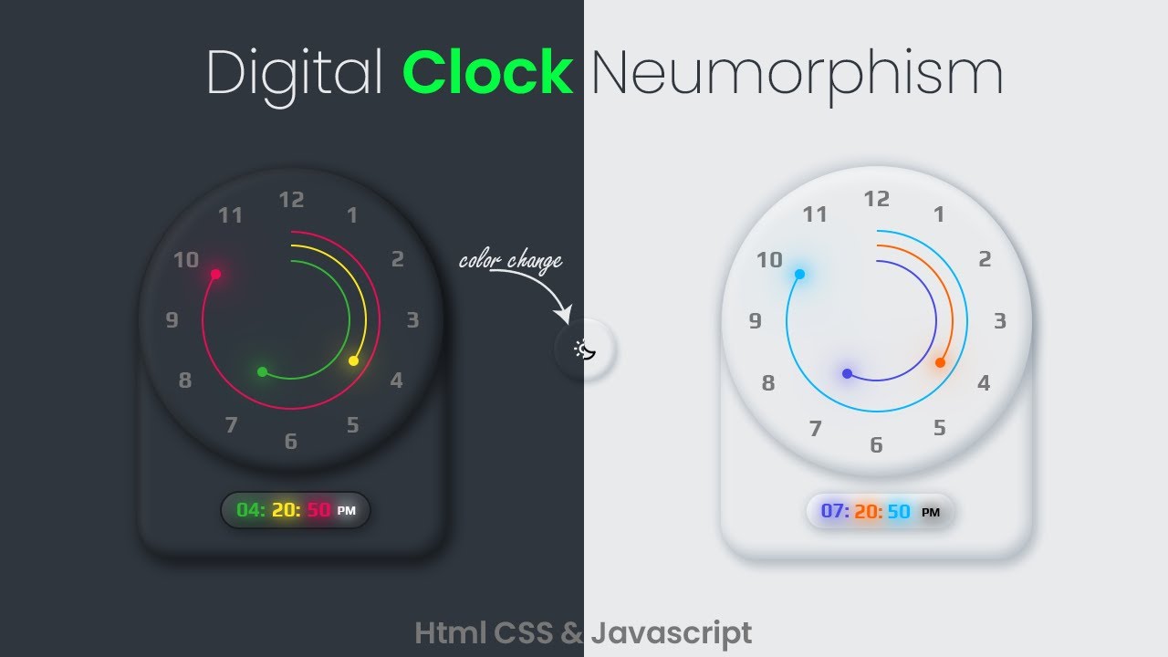 Neumorphism Digital Clock Using Html Css And Javascript | Amazing Digital Clock Neumorphism Effect