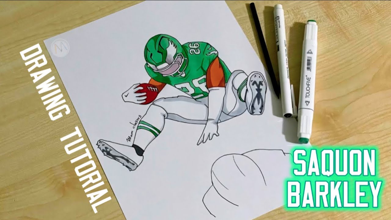 How to draw Saquon Barkley doing a backwards hurdle / Philadelphia Eagles