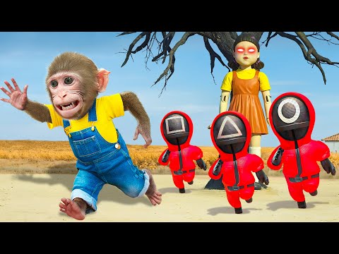 KiKi Monkey play Squid Game 2 to Escape Prison Maze challenge and Chase Adventure | KUDO ANIMAL KIKI