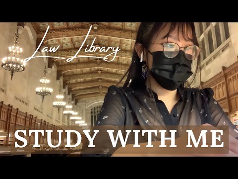 STUDY WITH ME: Michigan Law Library at Night! | Rain + Fireplace Ambiance 1 Hour (Dark Academia)