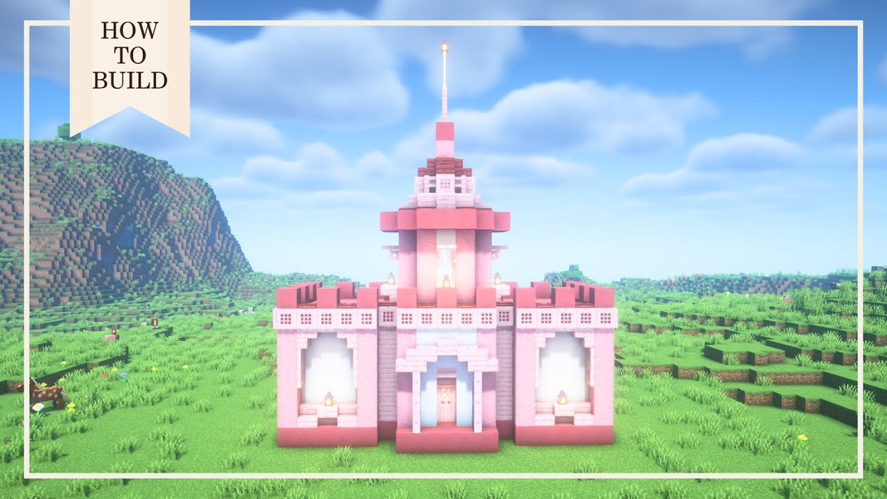 【作り方 / HowToBuild】Ver1.20 桜を使った小さなピンクのお城の作り方 / How to build a small ...