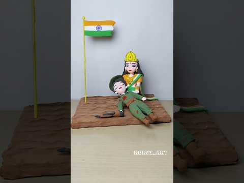 DIY Bharat Mata With Indian Army Soldier Making 🥹🇮🇳#august_15 #indianarmy #viralshort #trending#art
