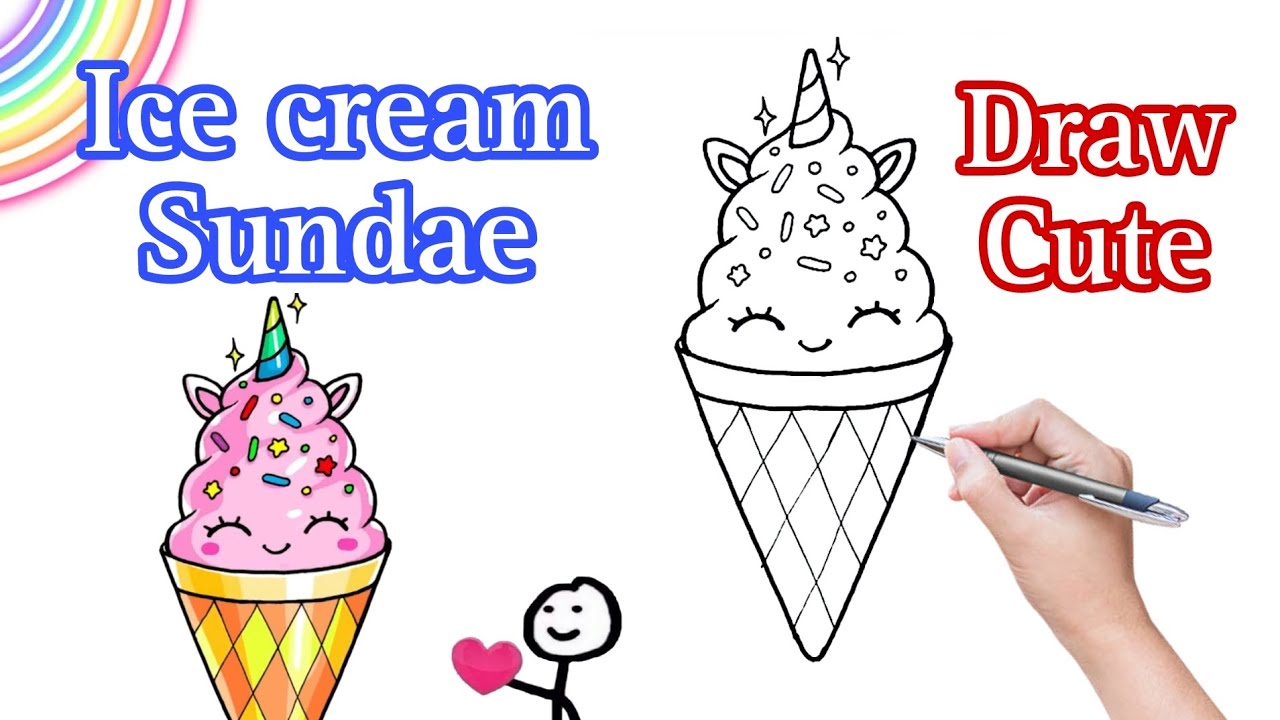 How To Draw A Cute ICE CREAM Clipart,To Draw step by step, DL cute things