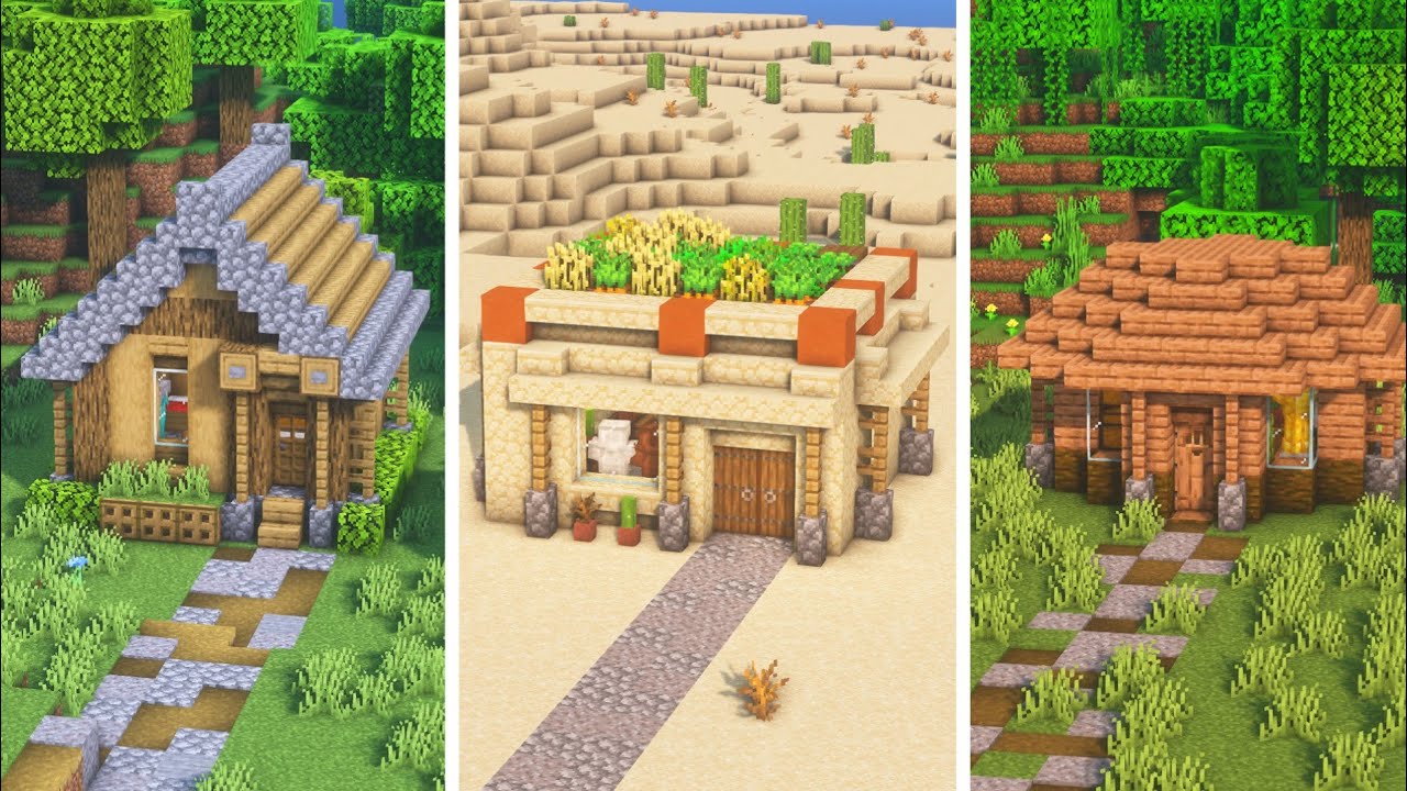 Minecraft | How to Build 3 Starter House for 3 different biomes ...