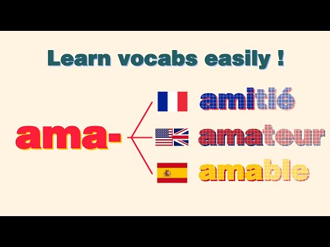 Learn English/Spanish/French words from their origin! [OV1: ama-]
