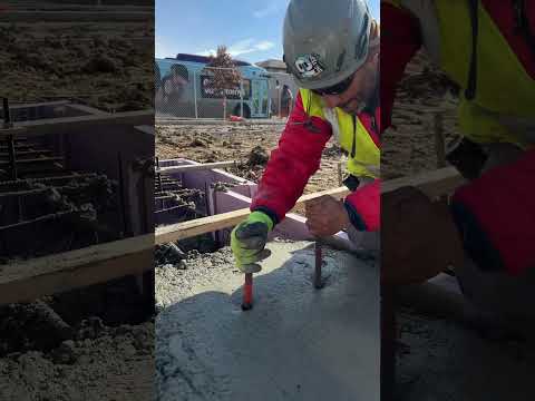 Wet setting dowels for concrete curb! #construction #concrete #construction #iowa #desmoines #work