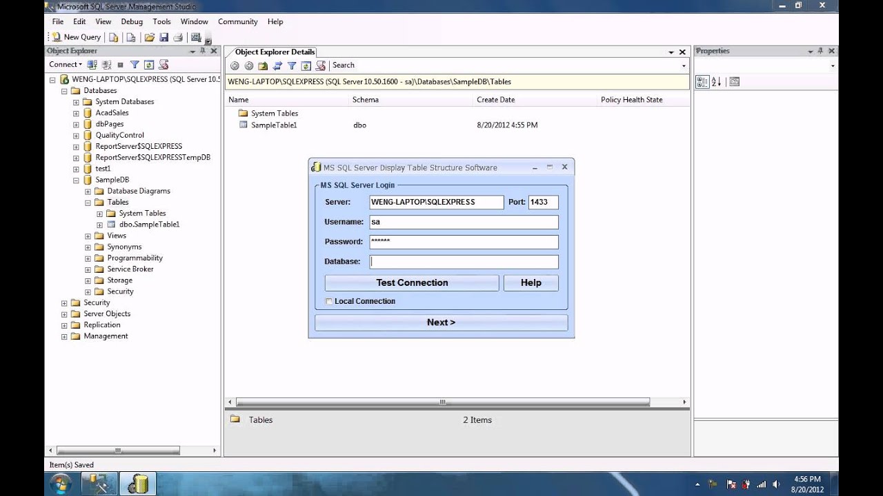 How To Use MS SQL Server Display Table Structure Software