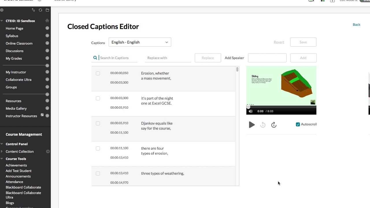 Editing Kaltura Video Captions