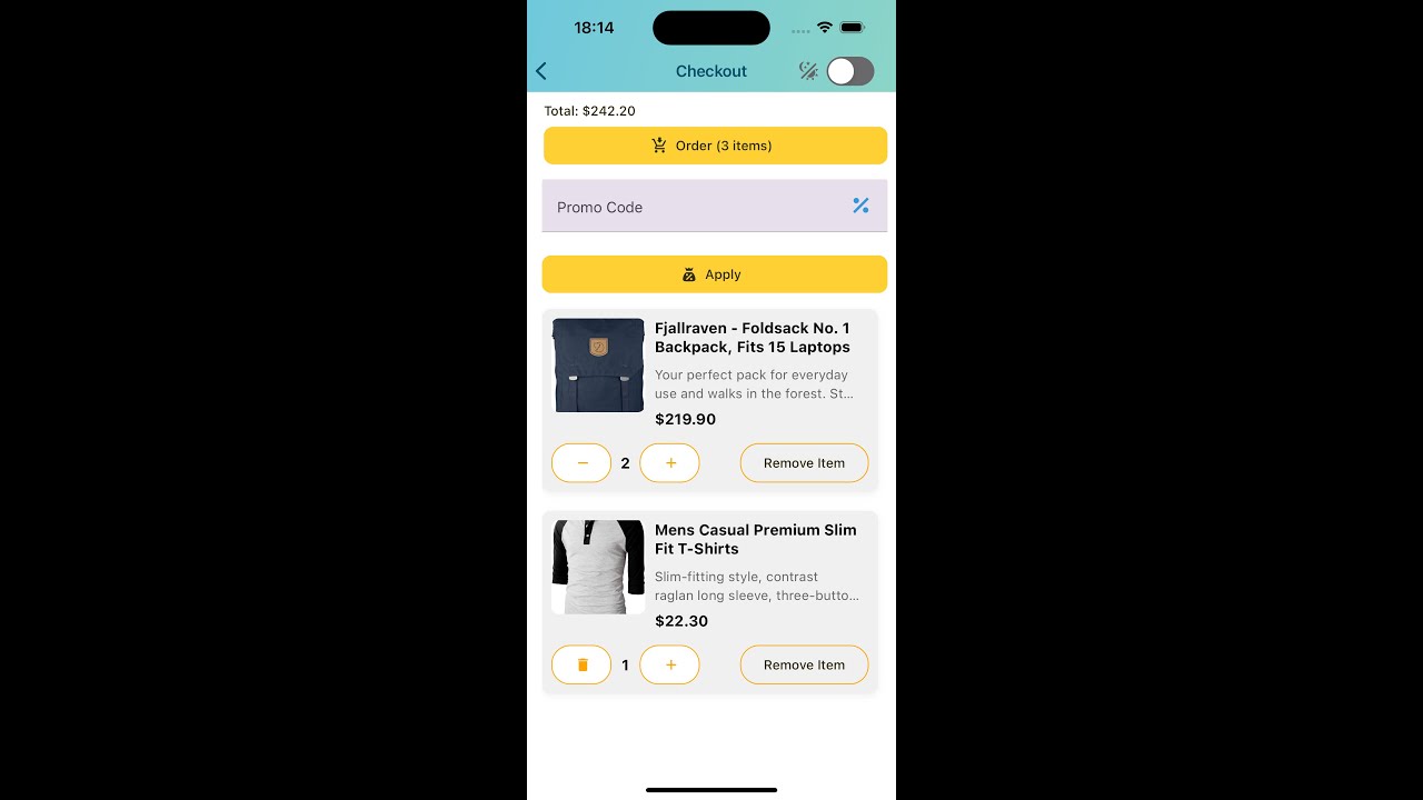 React Native Shopping Cart Demo | GitHub Project with Jest & UI Testing