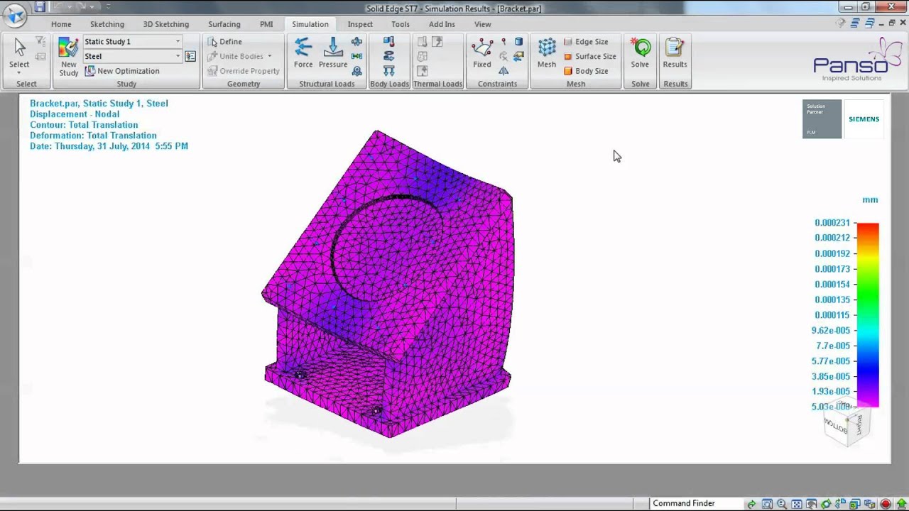 Linear Static Analysis in Solid Edge Simulation