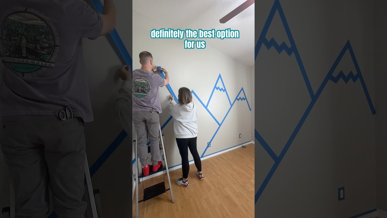 Couldn’t justify $800, so let’s paint some mountains 🎨 #pregnant #nursery #nurserydecor #DIY