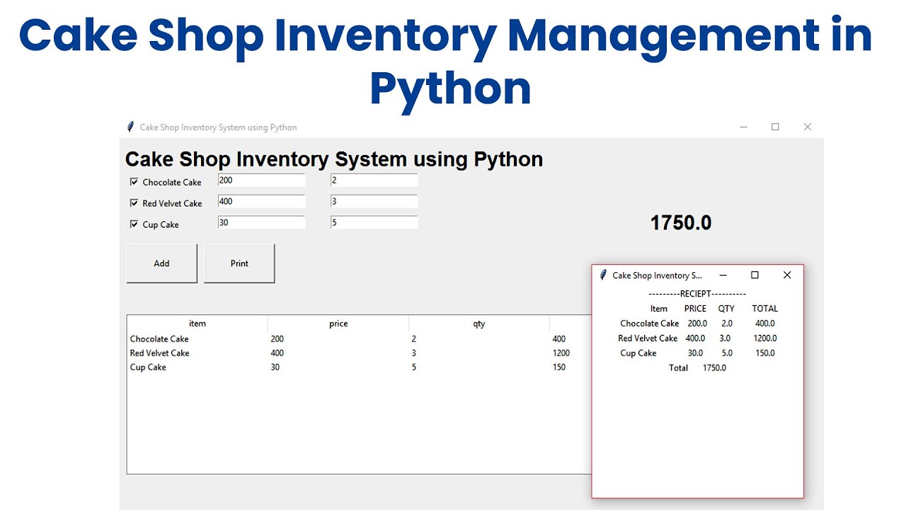 Cake Shop Inventory Management in Python