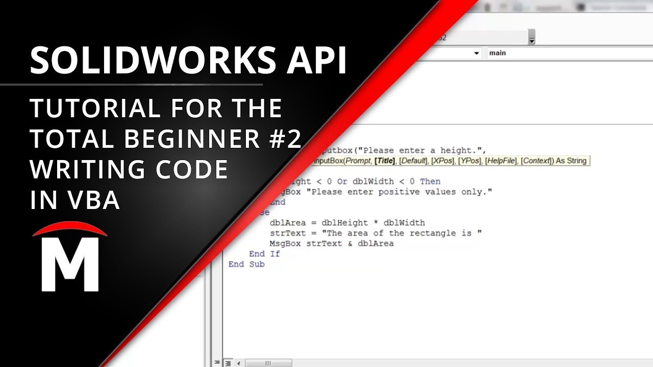 SOLIDWORKS API for the Total Beginner – 2/6 Writing Code in VBA