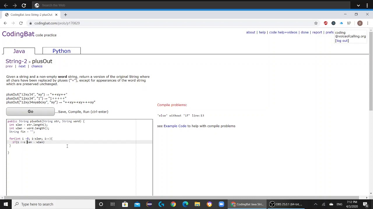 String 2 (plusOut) Java Tutorial || Codingbat.com