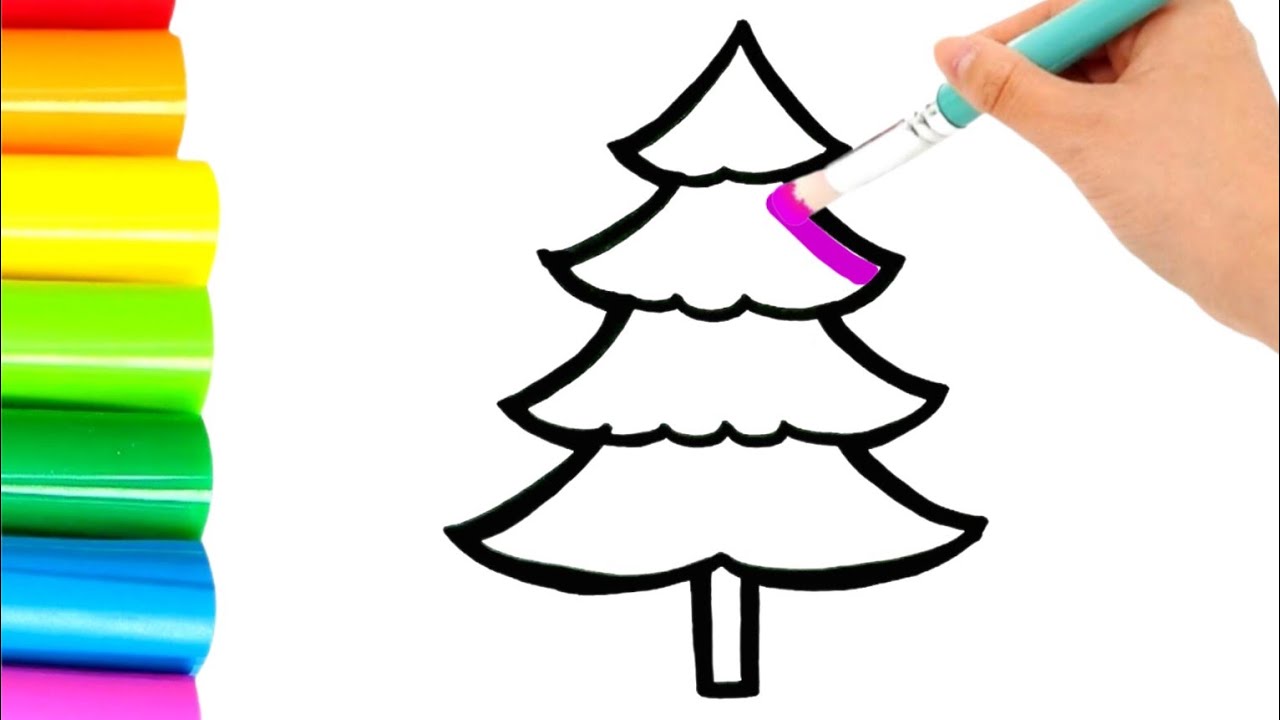 Magic Christmas Tree & Ornaments Drawing, Coloring for kids, Toddlers #47