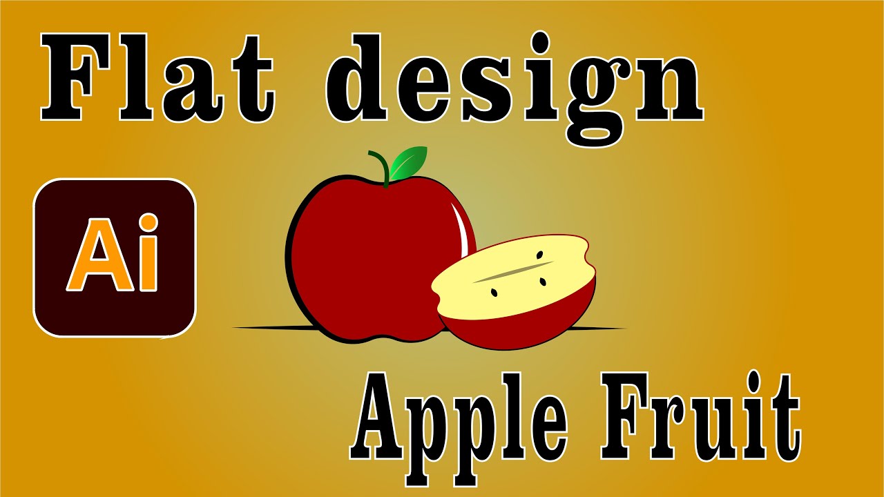 flat design adobe illustrator 2021 apple fruit