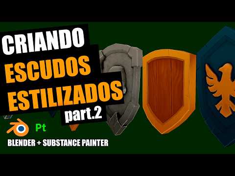 Texturizando Escudo Stylized no Substance | Hand Paint + Showcase Final (Parte 2)