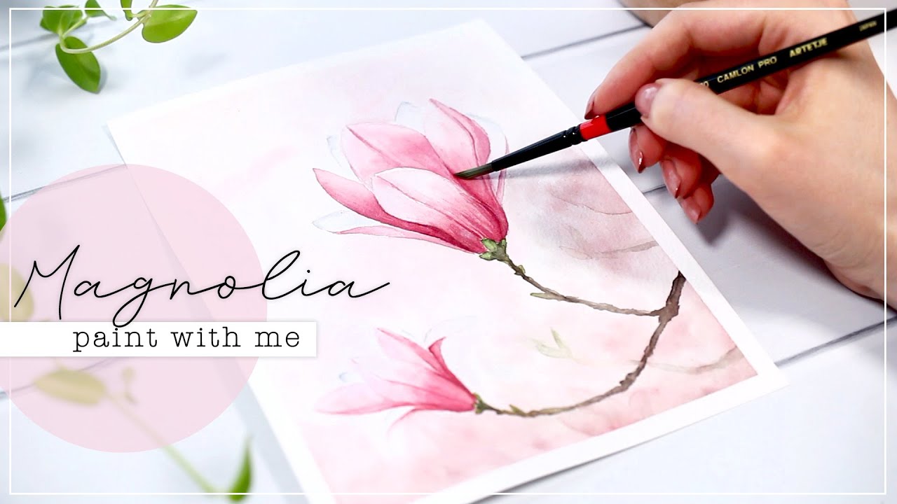 Magnolia Flower Watercolor Painting Tutorial (Step by Step)