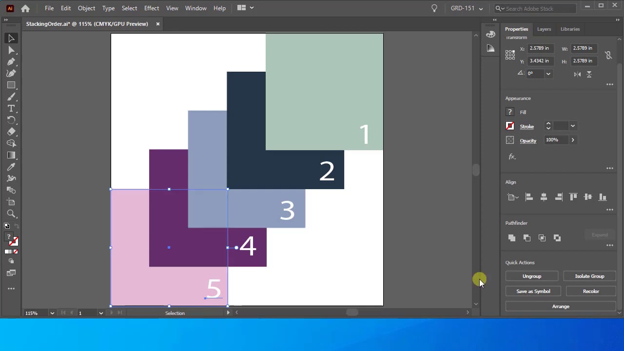 Using Arrange to Affect Stacking Order