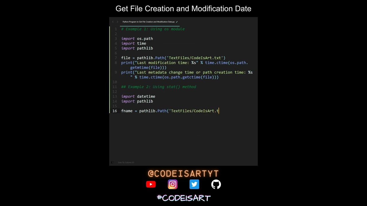 Get File Creation and Modification Date in Python | Python Examples | Python Coding Tutorial