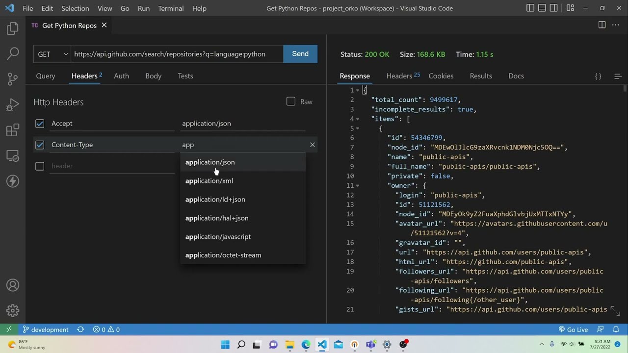 Basic API Calls with Thunder Client