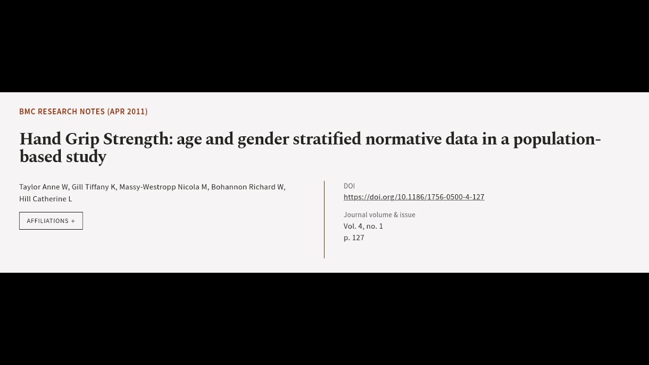 Hand Grip Strength: age and gender stratified normative data in a population-based st... | RTCL.TV