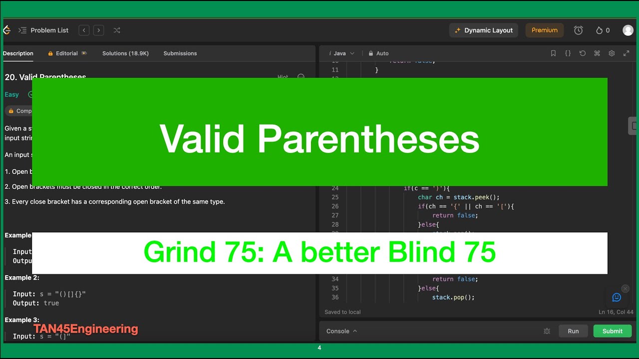 #2 Valid Parentheses Problem | Leetcode - Java | Grind 75: Coding Series