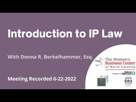 Introduction to Intellectual Property Law with Donna R. Berkelhammer, Esq.
