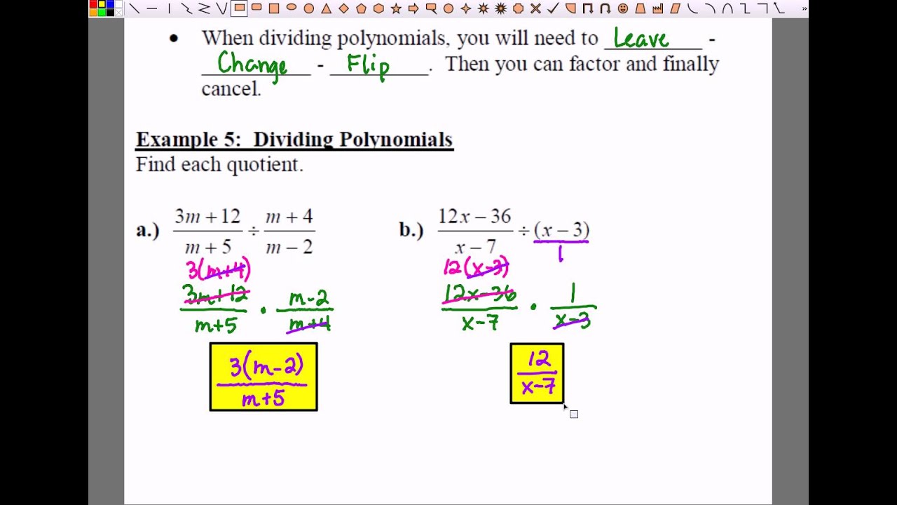 Algebra 1: 11.4 Notes: Example 5 - Dividing Polynomials